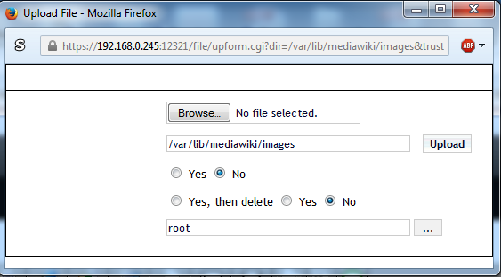 MediaWiki's Webmin File Manager Upload screen is missing description text | TurnKey GNU/Linux